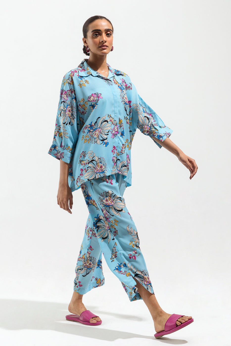 LIGHT BLUE FLORAL PRINTED CO-ORD SET – BEECHTREE