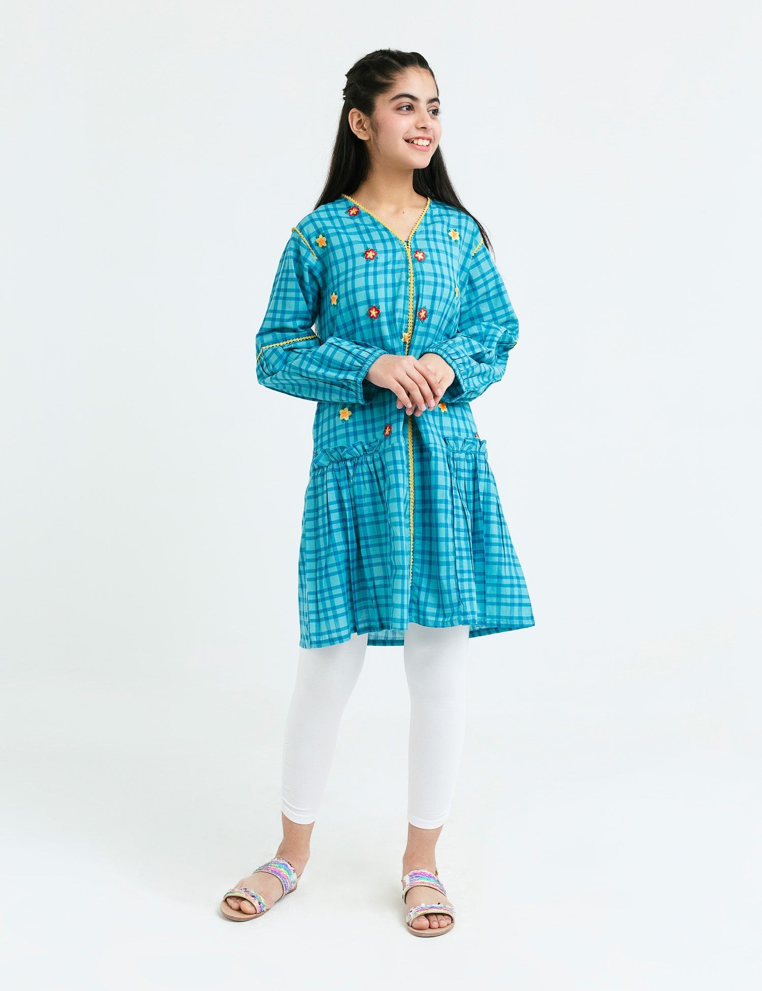 CHECKERED NEON Embroidered TUNIC – BEECHTREE