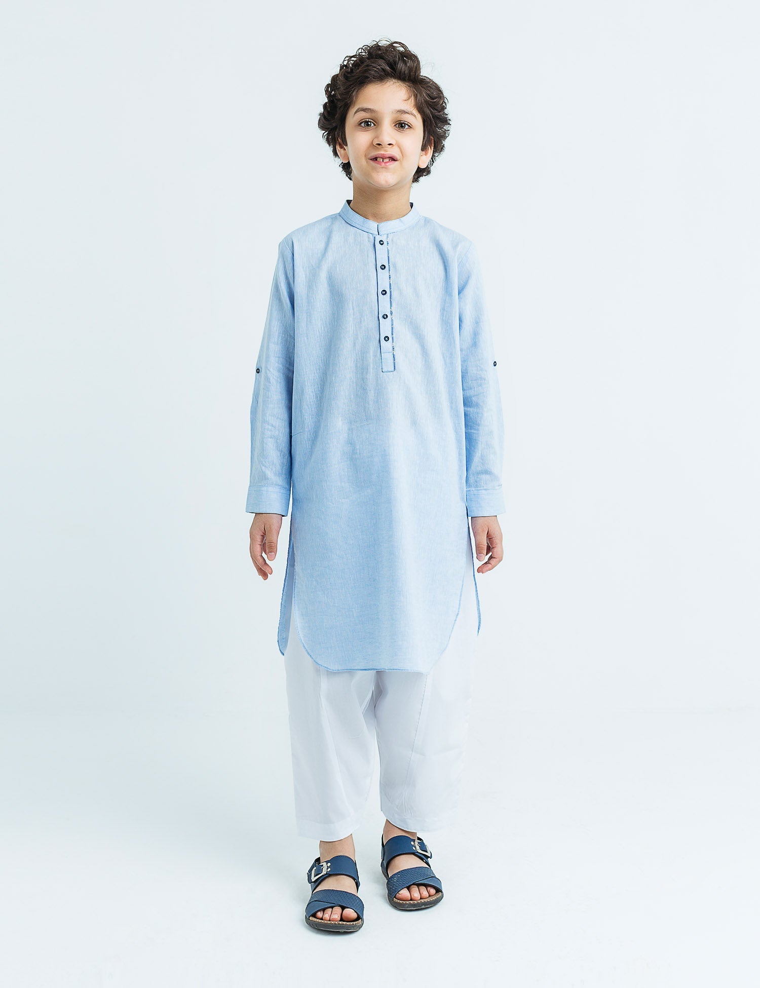 Blue Chambray Stylised Kurta – BEECHTREE