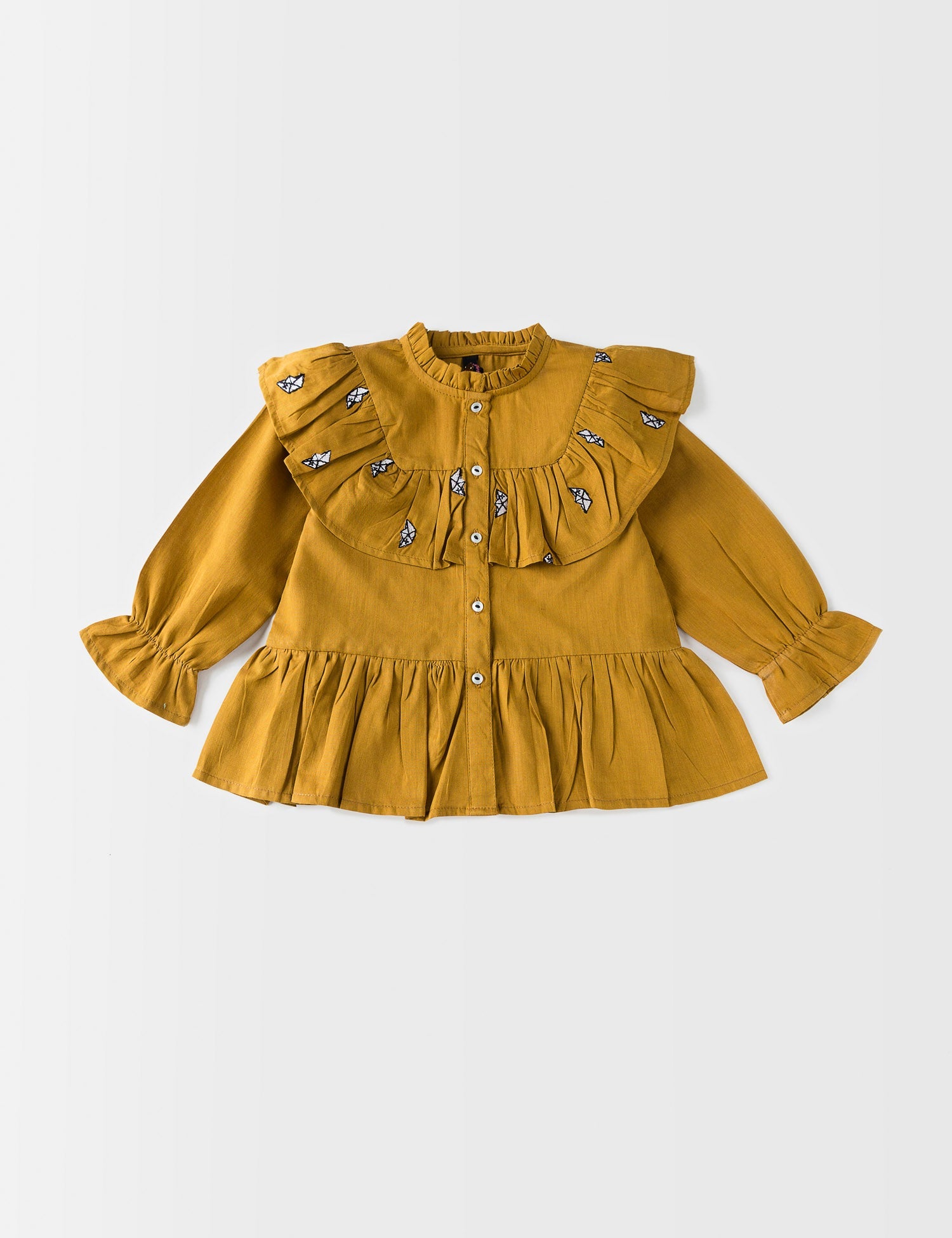 Frill Embroidered Button Down Shirt – BEECHTREE