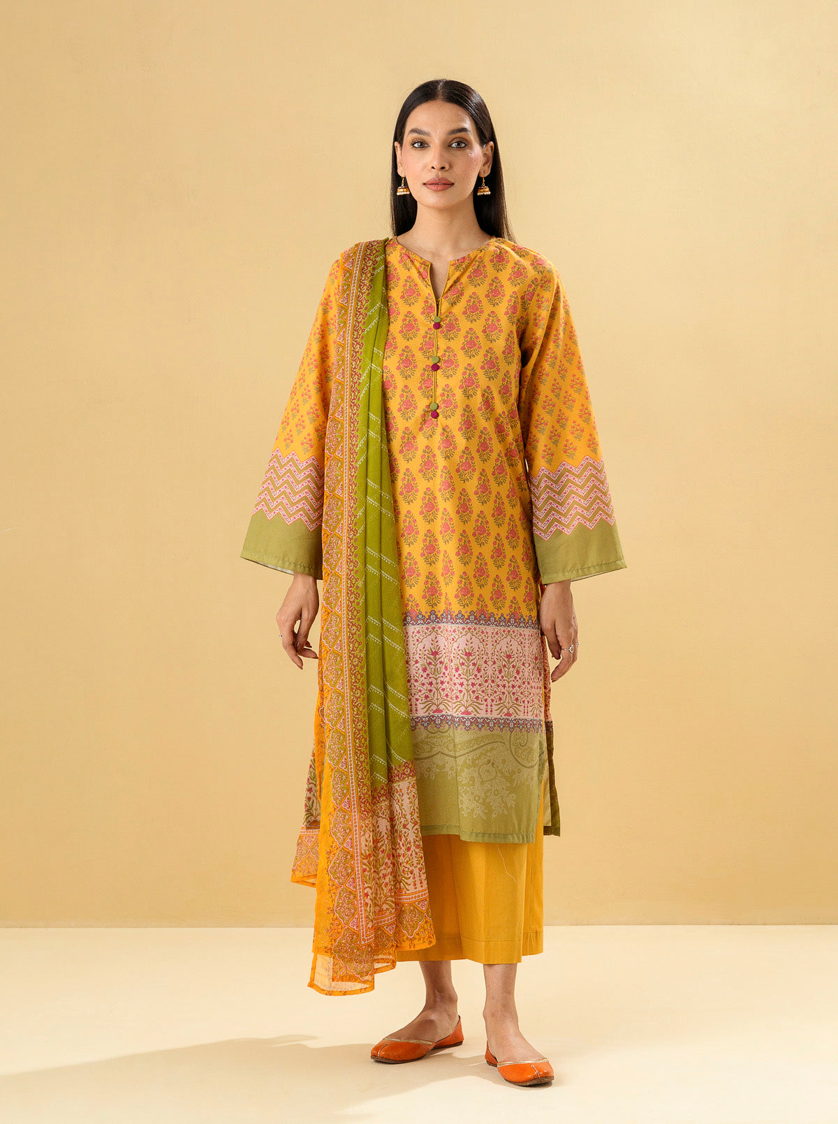 3 PIECE - PRINTED LAWN SUIT - DIVINE OCHRE – BEECHTREE