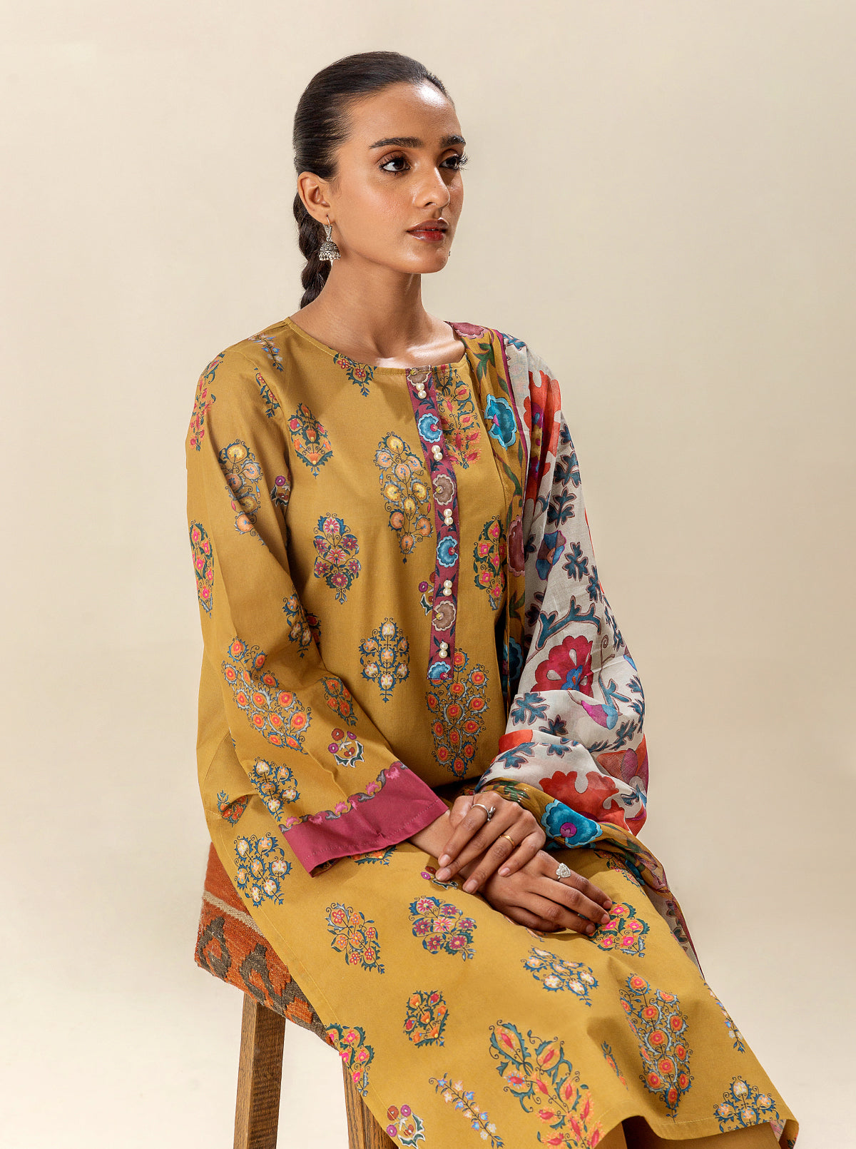 2 PIECE PRINTED SUIT-OBSCURE OCHRE (UNSTITCHED) – BEECHTREE