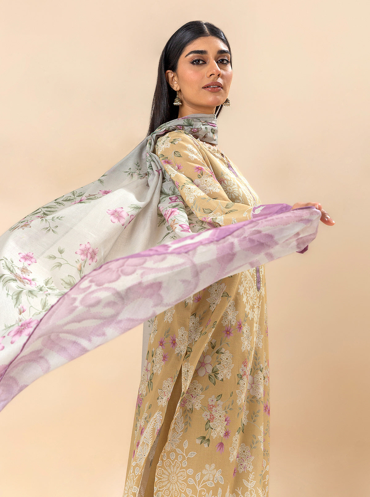 3 PIECE PRINTED LAWN SUIT-PALE SKY (UNSTITCHED) – BEECHTREE