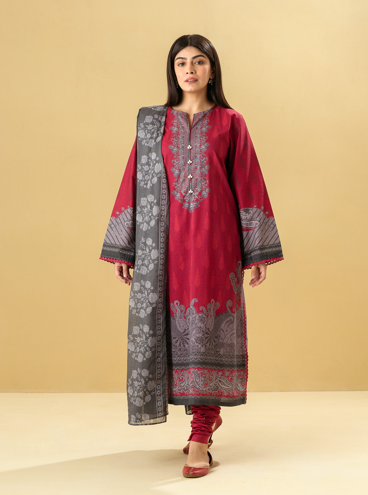 2 PIECE - PRINTED LAWN SUIT - ROUGE GLEAM – BEECHTREE