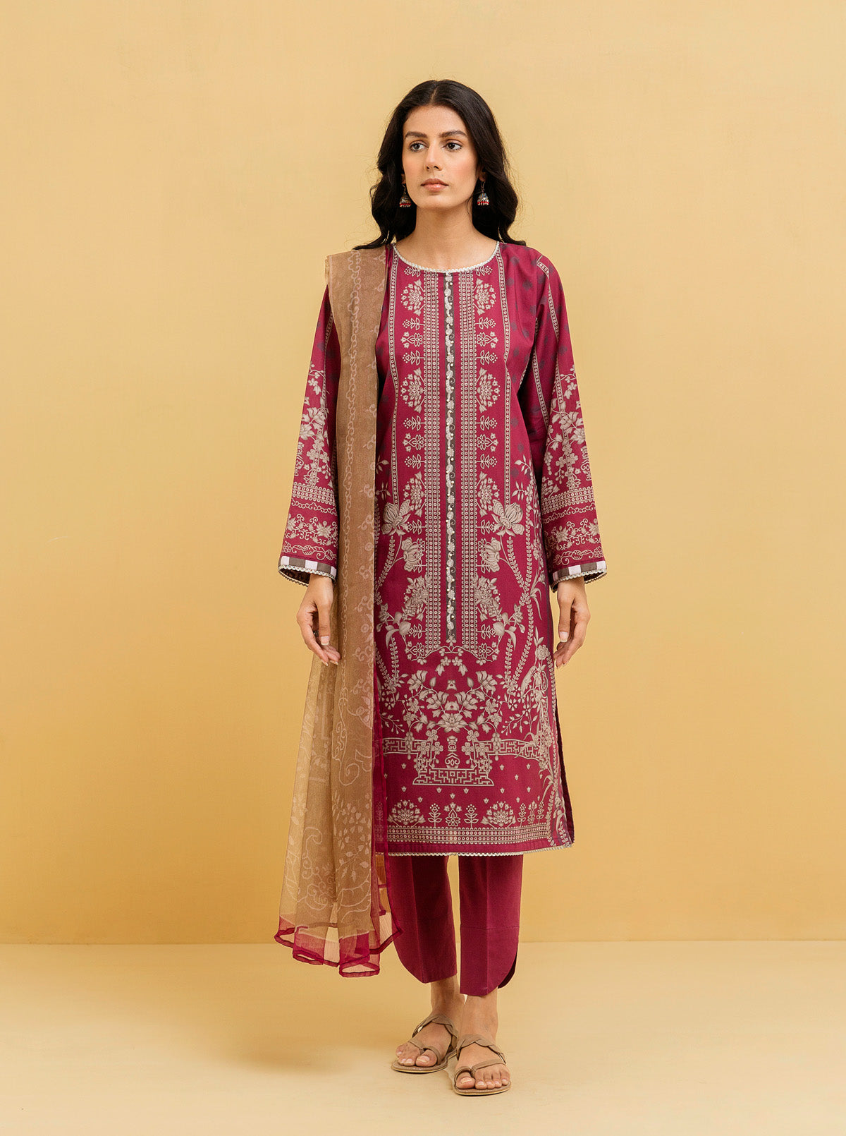 3 PIECE - PRINTED LAWN SUIT - LUSCIOUS ROUGE – BEECHTREE