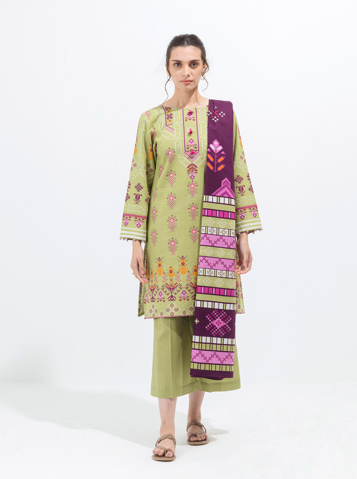 3 PIECE - PRINTED KHADDAR SUIT - OPULENT OPAL – BEECHTREE