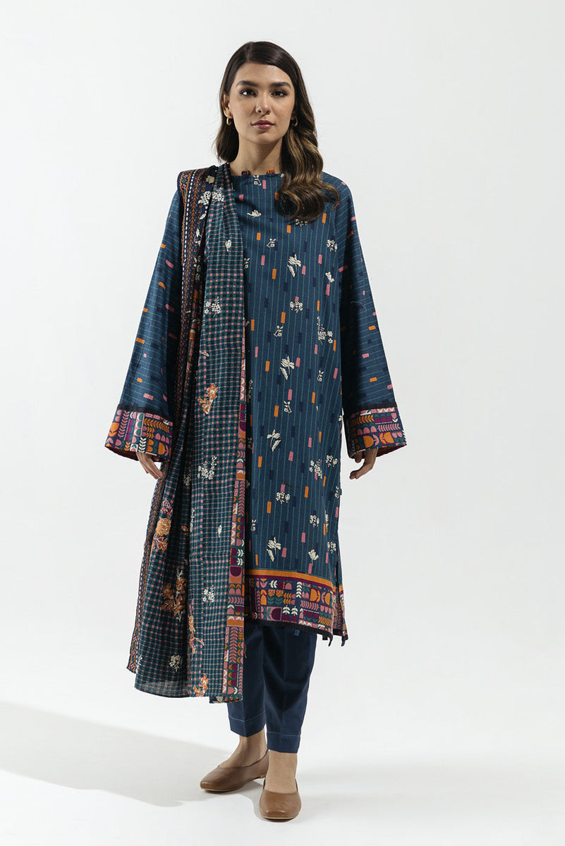 3 PIECE - PRINTED KHADDAR SUIT - GARDENIA FANTASY – BEECHTREE