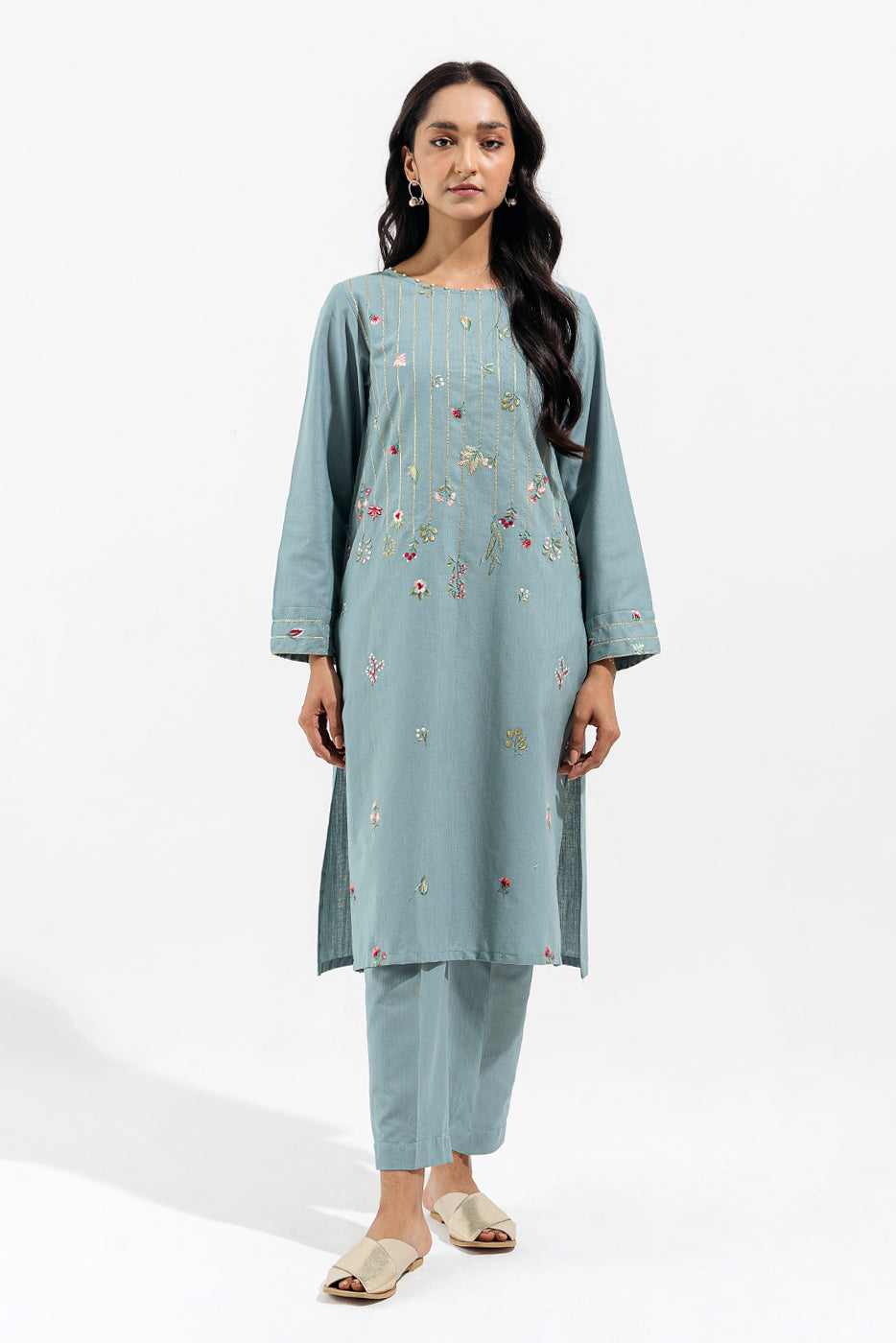 2 PIECE - EMBROIDERED KHADDAR SUIT - LUXE BLUE – BEECHTREE