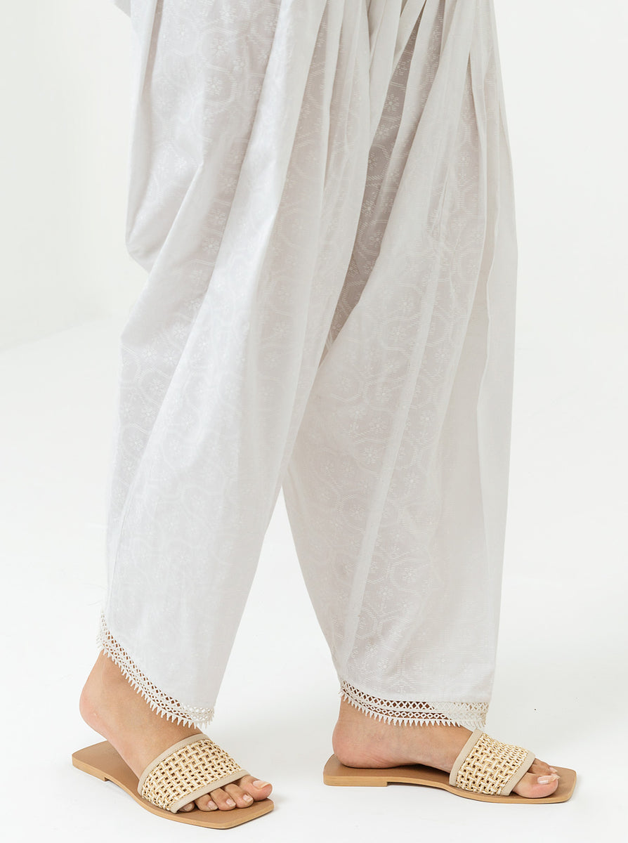 White Shalwar with Rotary print – BEECHTREE