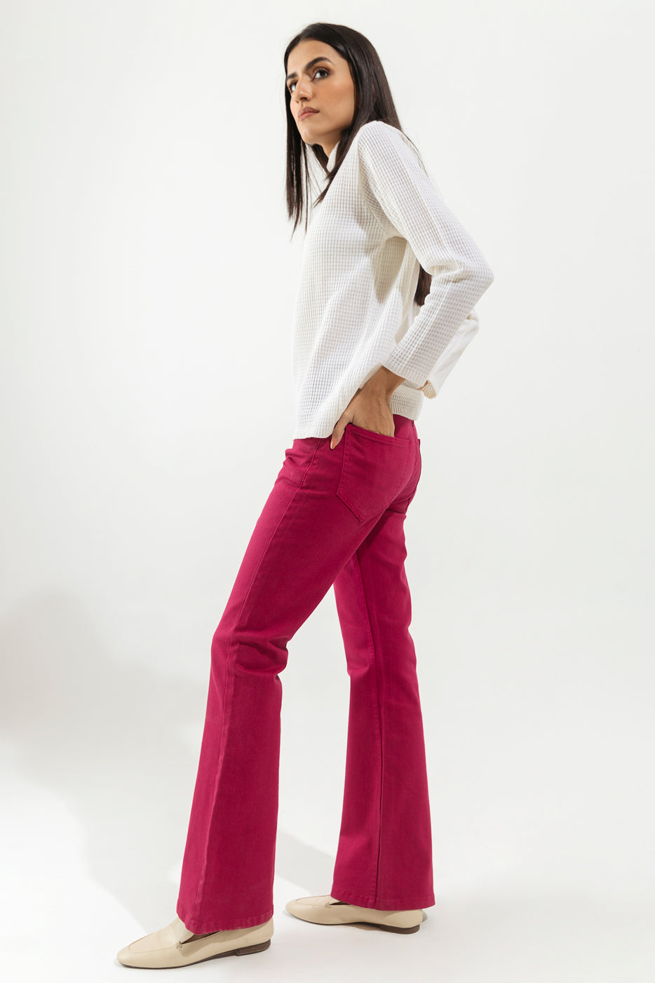 SHOCKING PINK BOOTCUT PANTS – BEECHTREE