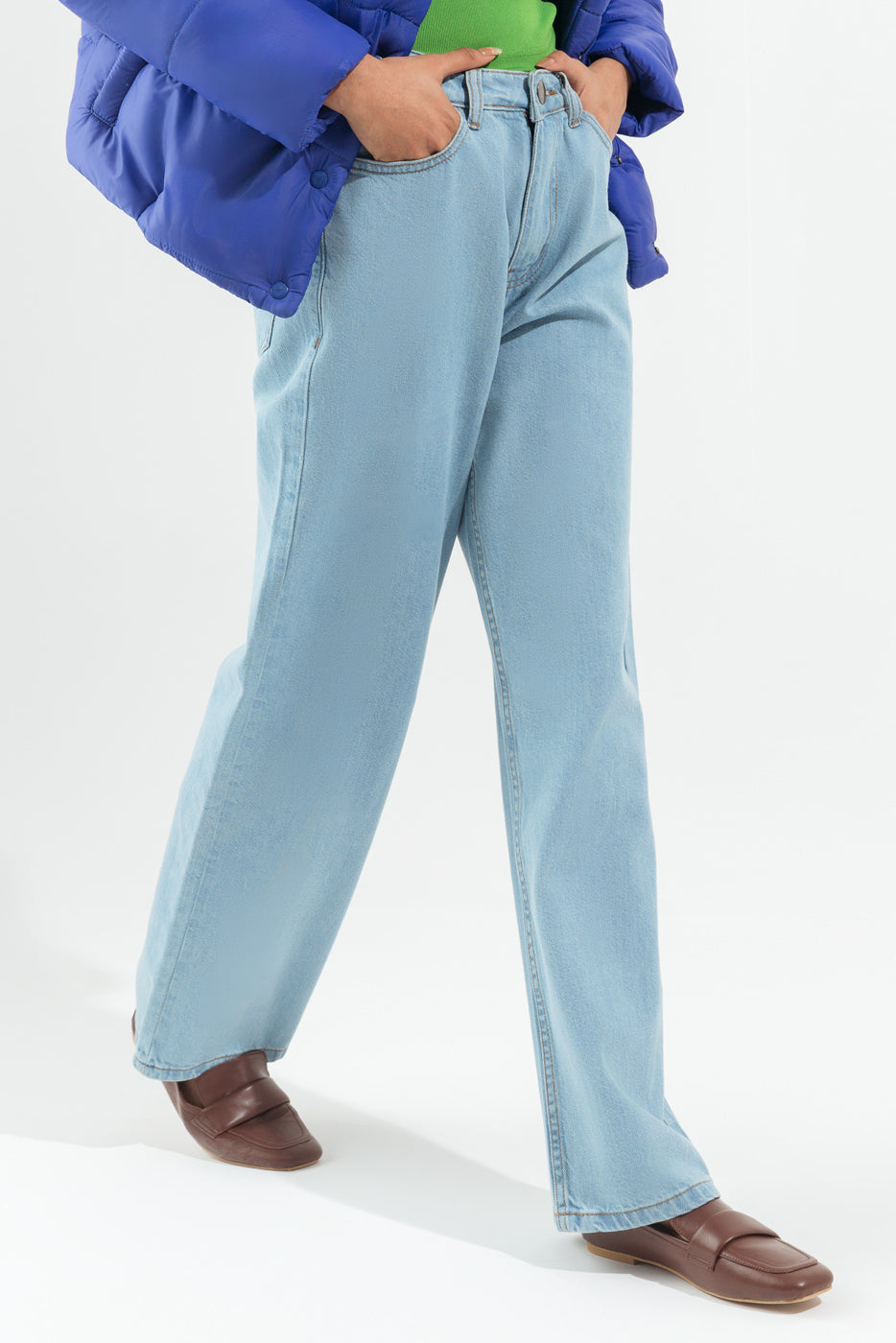 BLUE DENIM FULL LENGTH WIDE LEG JEANS – BEECHTREE