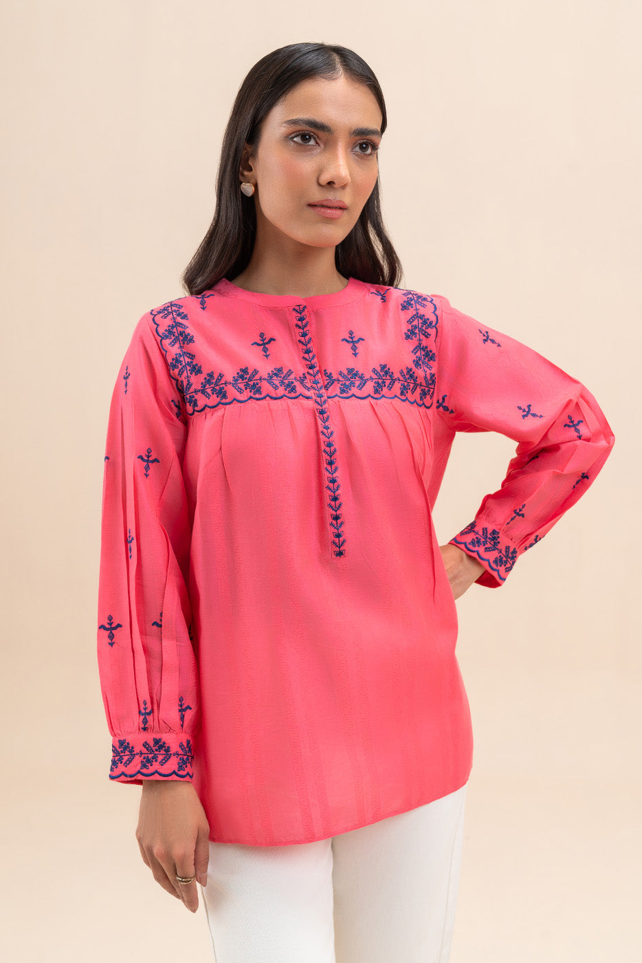 EMBROIDERED JACQUARD TOP (PRET) – BEECHTREE