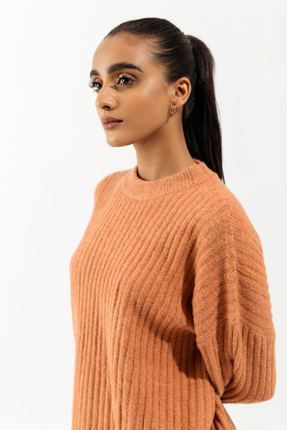 ORANGE RIB KNIT PULLOVER SWEATER – BEECHTREE
