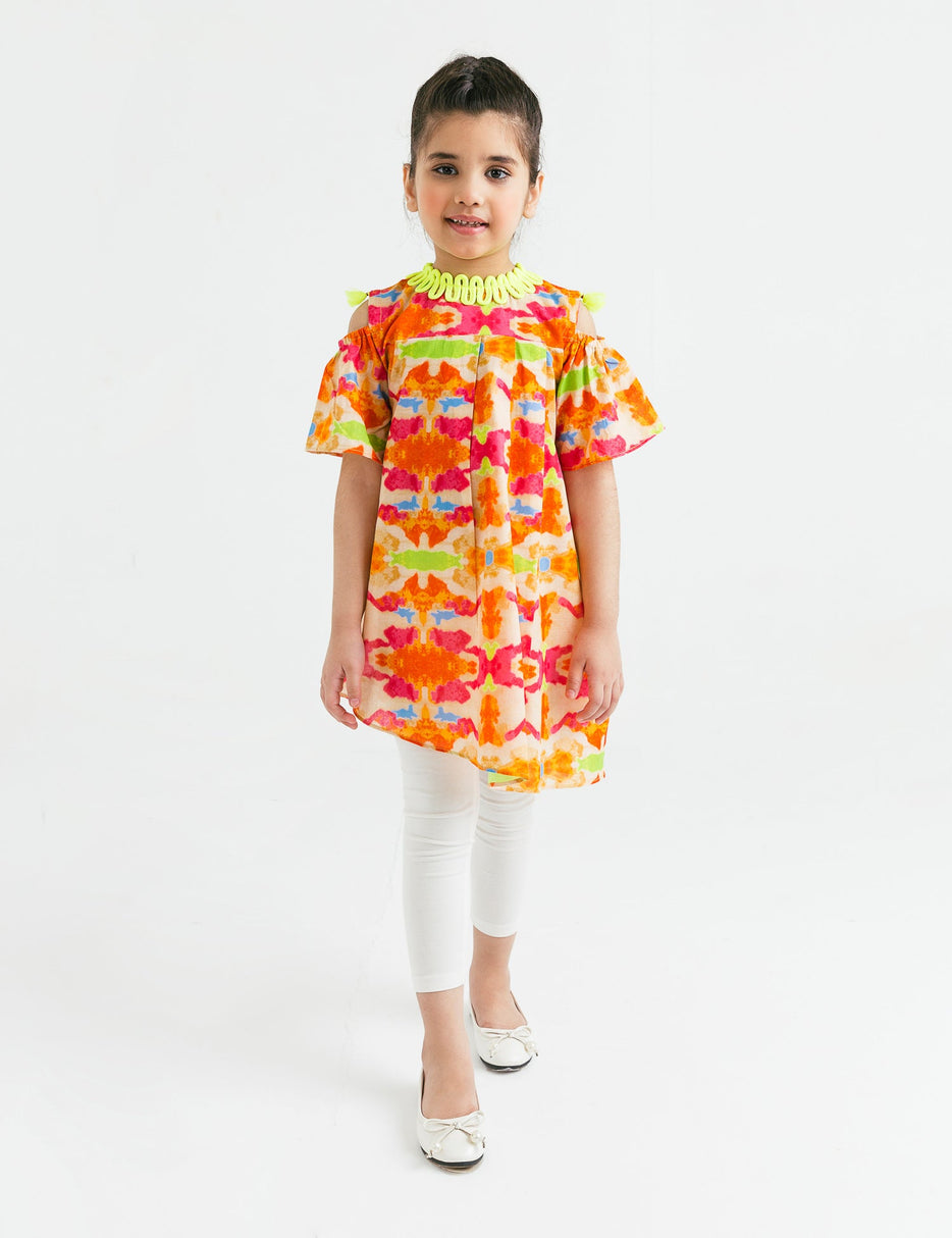 COLD SHOULDER DIGITAL PRINTED TUNIC – BEECHTREE