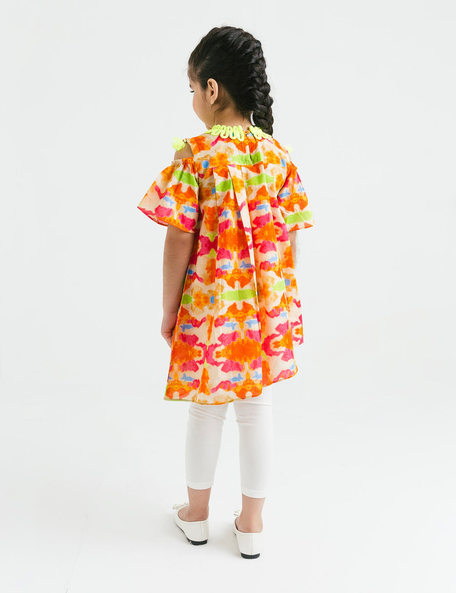 COLD SHOULDER DIGITAL PRINTED TUNIC – BEECHTREE