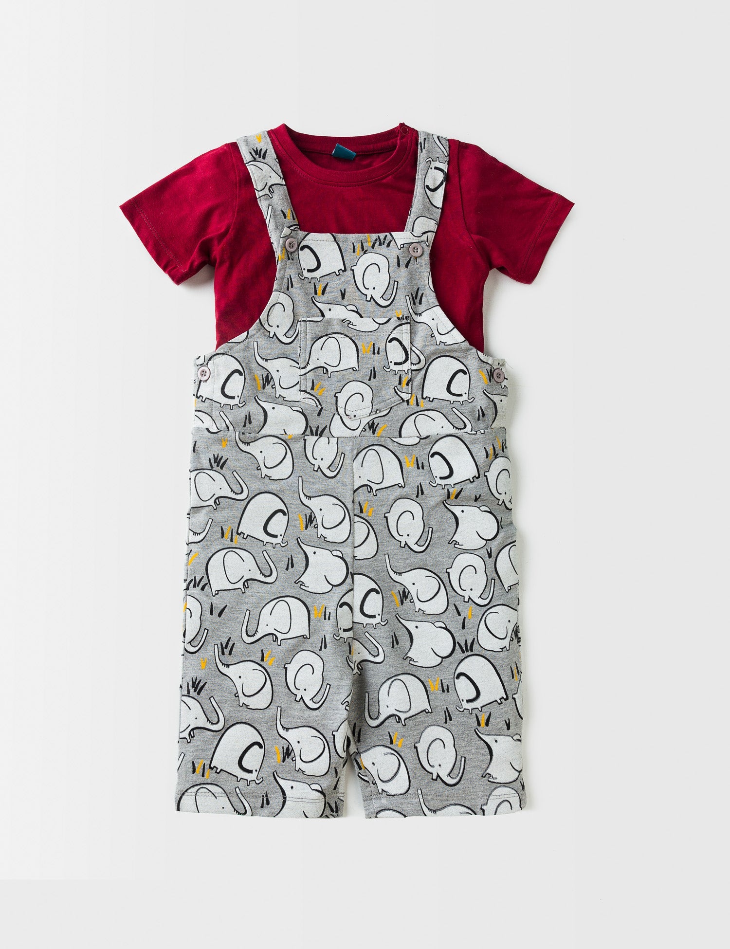 2 PIECE Elephant printed Dunagree – BEECHTREE