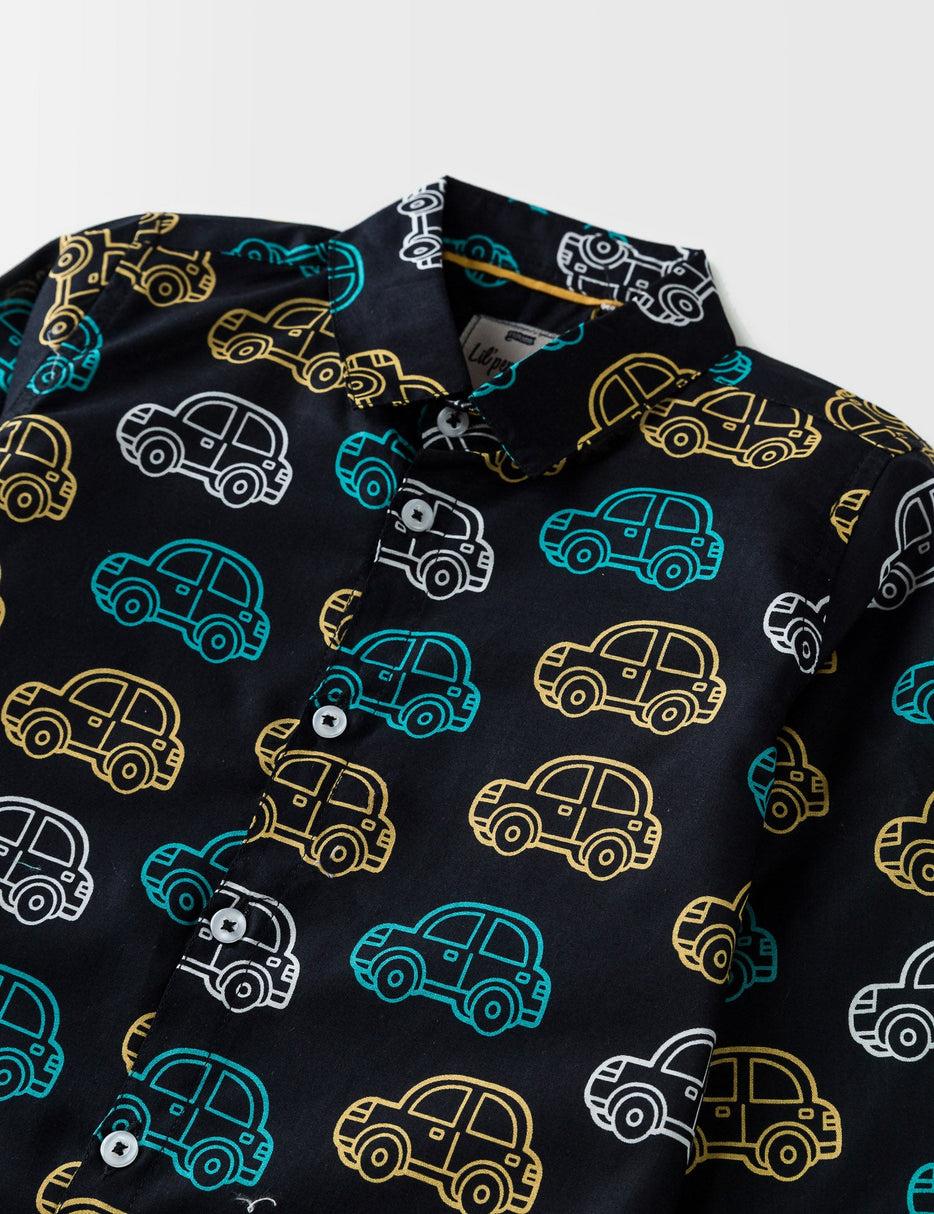 Car Printed Button Down Shirt – BEECHTREE