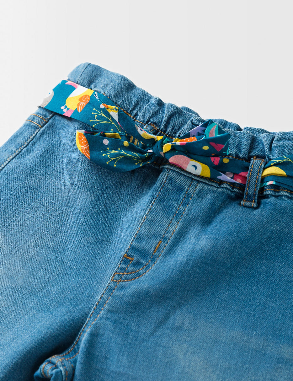 Denim Shorts With Printed Belt – BEECHTREE