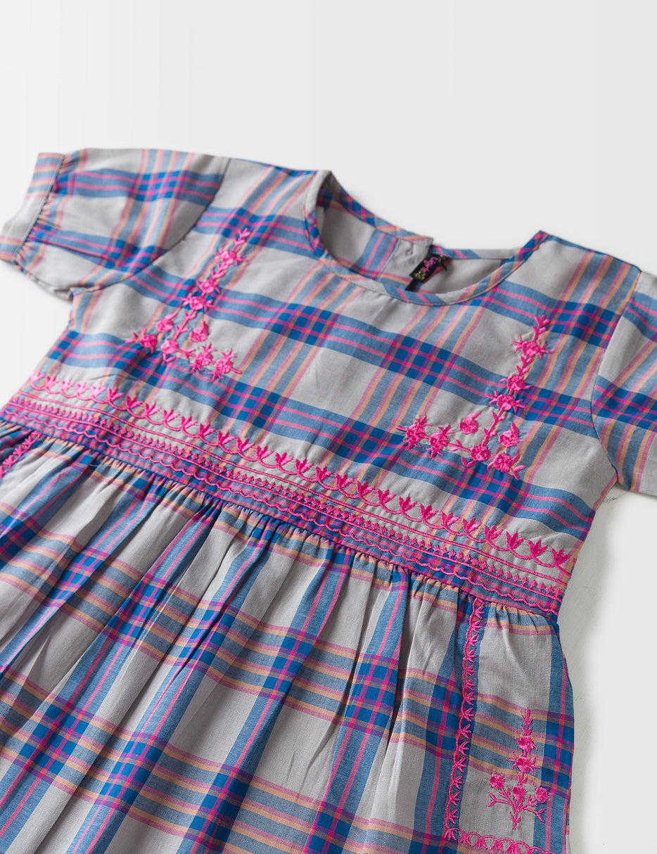 Multi Check Embroidered Dress – BEECHTREE