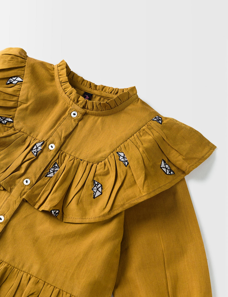 Frill Embroidered Button Down Shirt – BEECHTREE