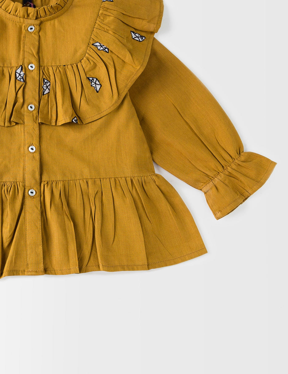 Frill Embroidered Button Down Shirt – BEECHTREE