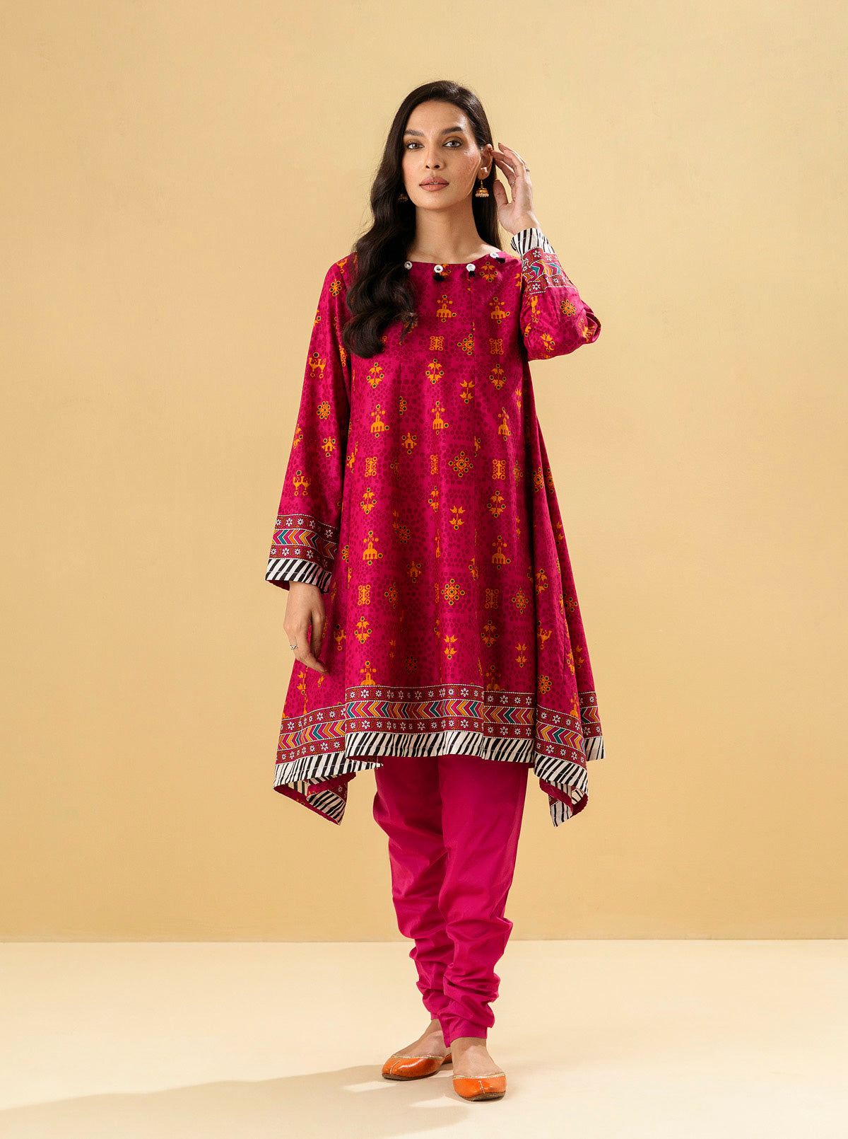 2 PIECE - PRINTED LAWN SUIT - RASPBERRY PINK – BEECHTREE