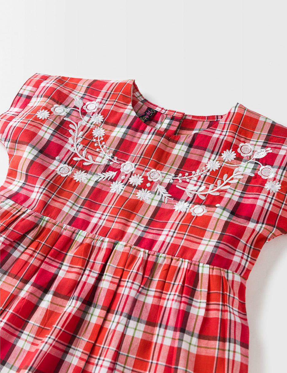 Multi Check Embroidered Dress – BEECHTREE