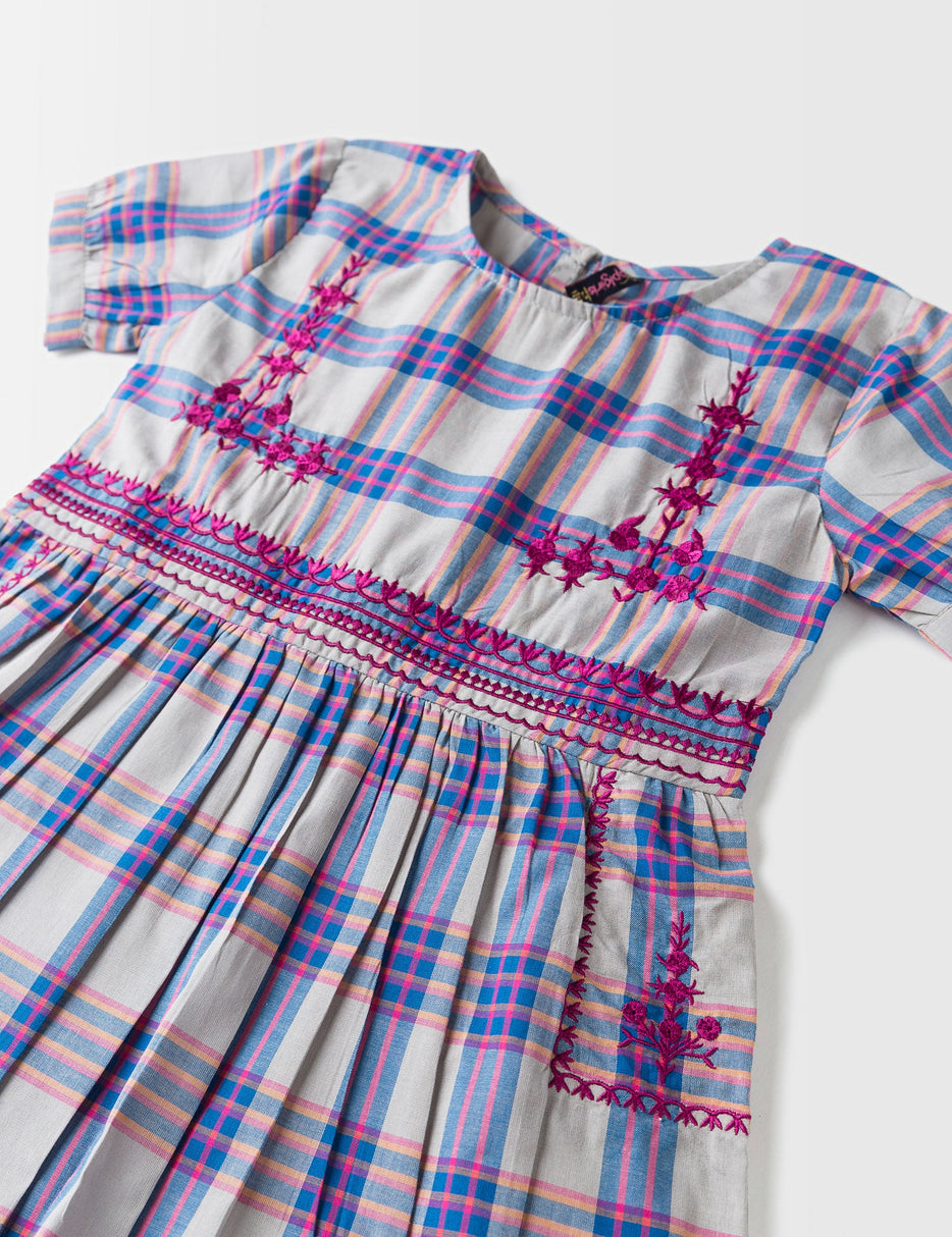 Multi Check Embroidered Dress – BEECHTREE