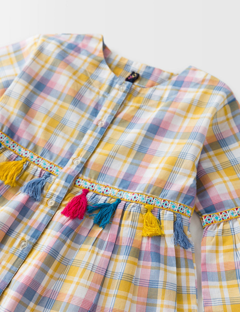 Checkered Embroidered Top – BEECHTREE