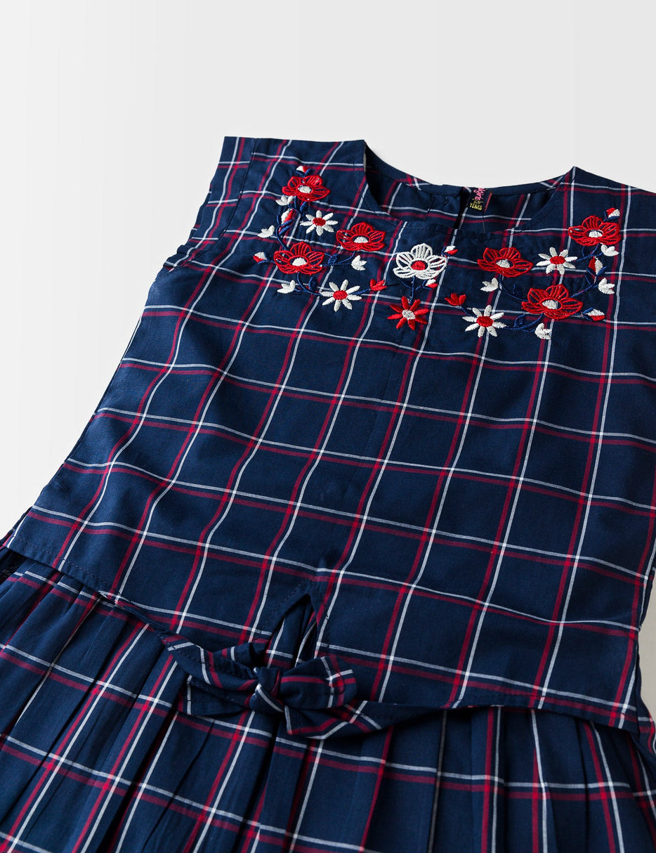 Check Embroidered Dress – BEECHTREE