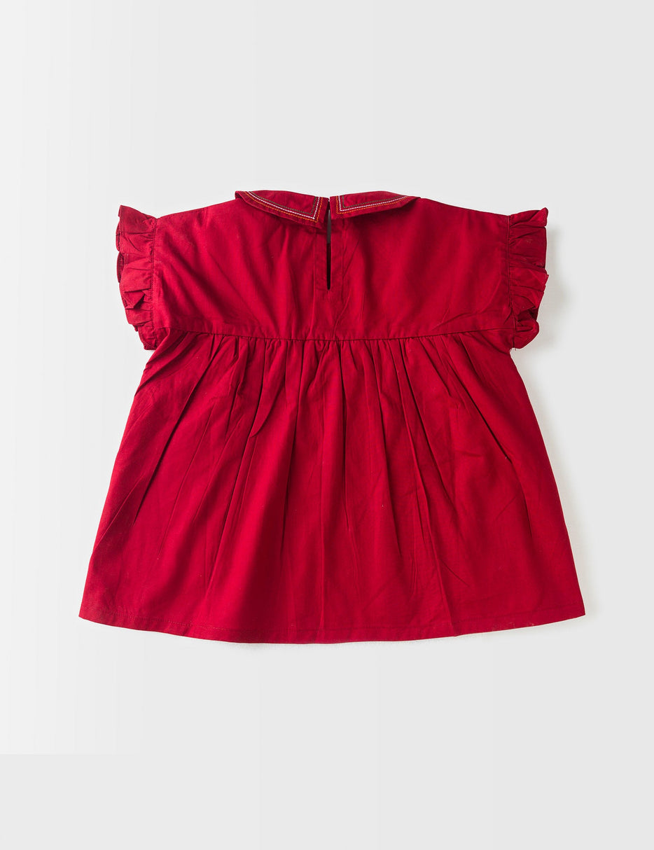 Red Ruffle Sleeves Top – BEECHTREE