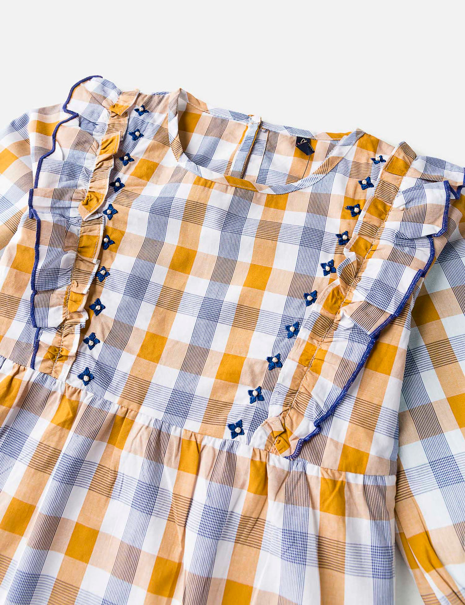 Plaids Embroidered Top – BEECHTREE