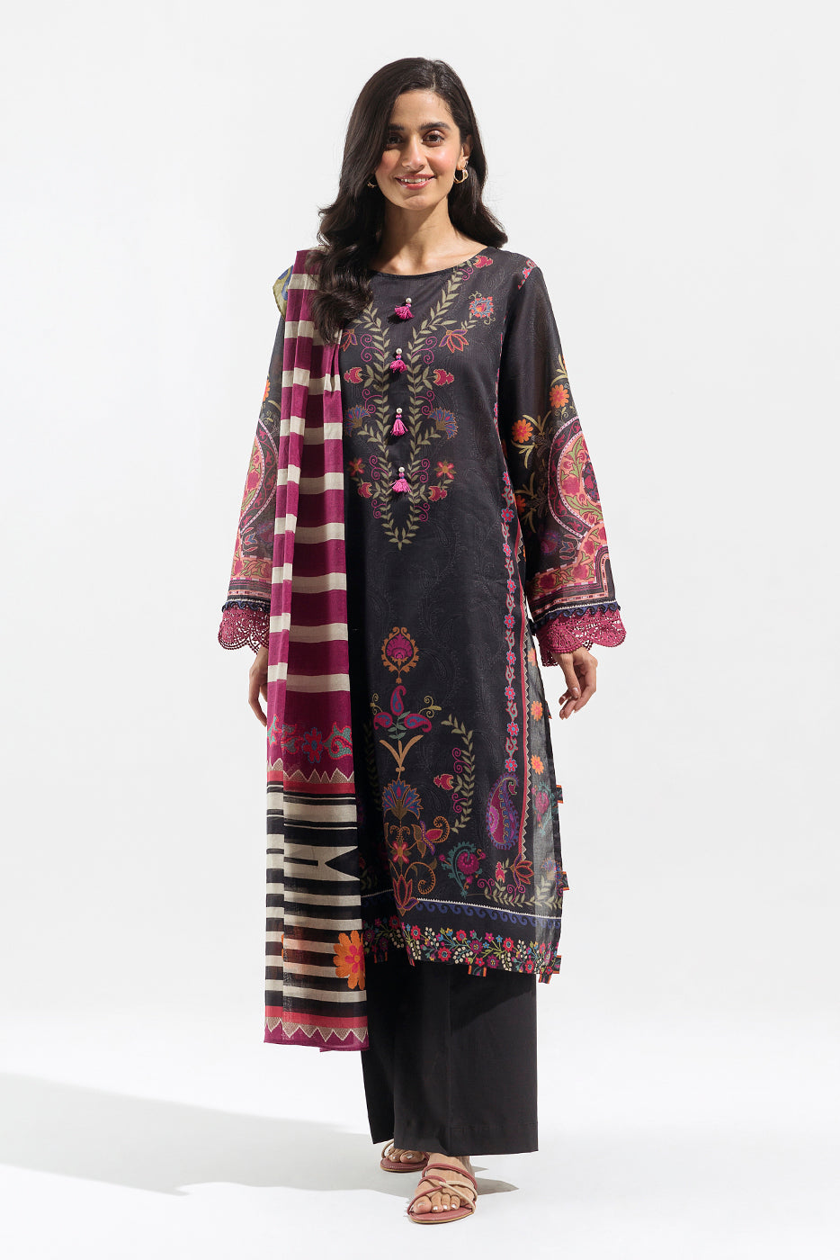 Women Charcoal Fest-Printed -3P-Lawn - 2000000221451 – BEECHTREE