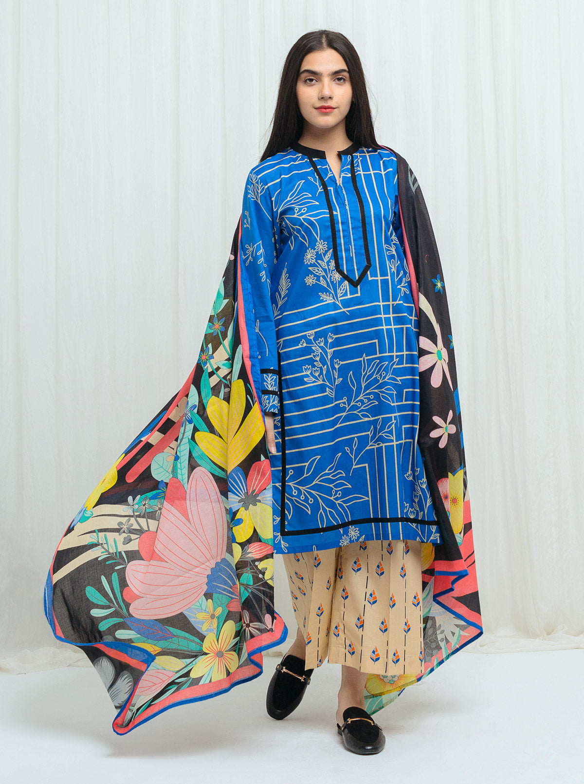 Inky Lines-Printed-3P (UNSTITCHED) – BEECHTREE