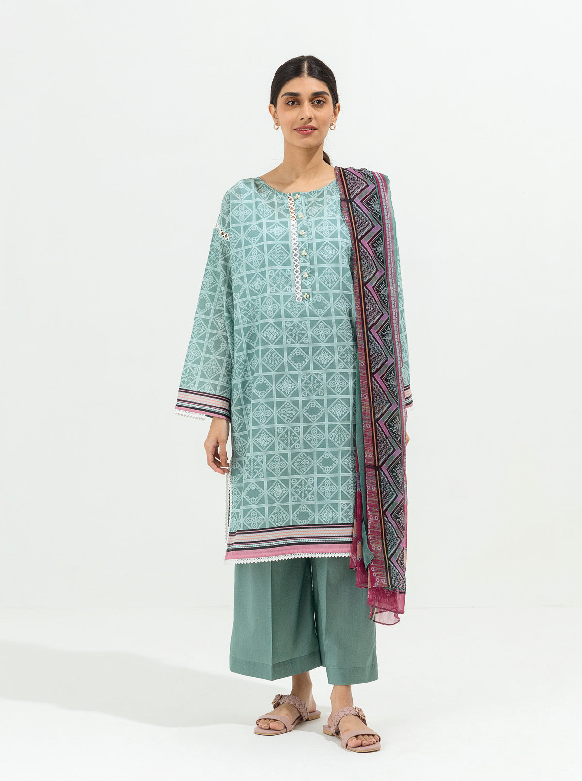 Hazy Blue-Printed-2P (UNSTITCHED) – BEECHTREE